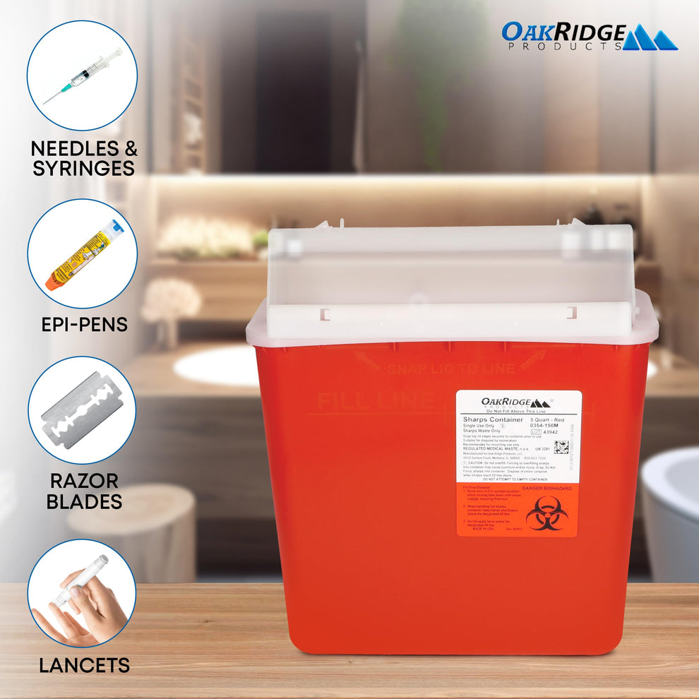 Oakridge Products Sharps Container for Home Use and Professional 5 Qua