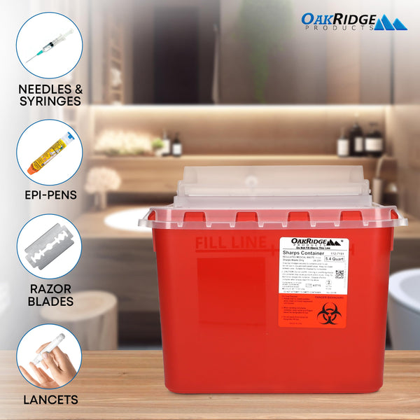 Oakridge Products Transparent Sharps Container for Home Use and Profes